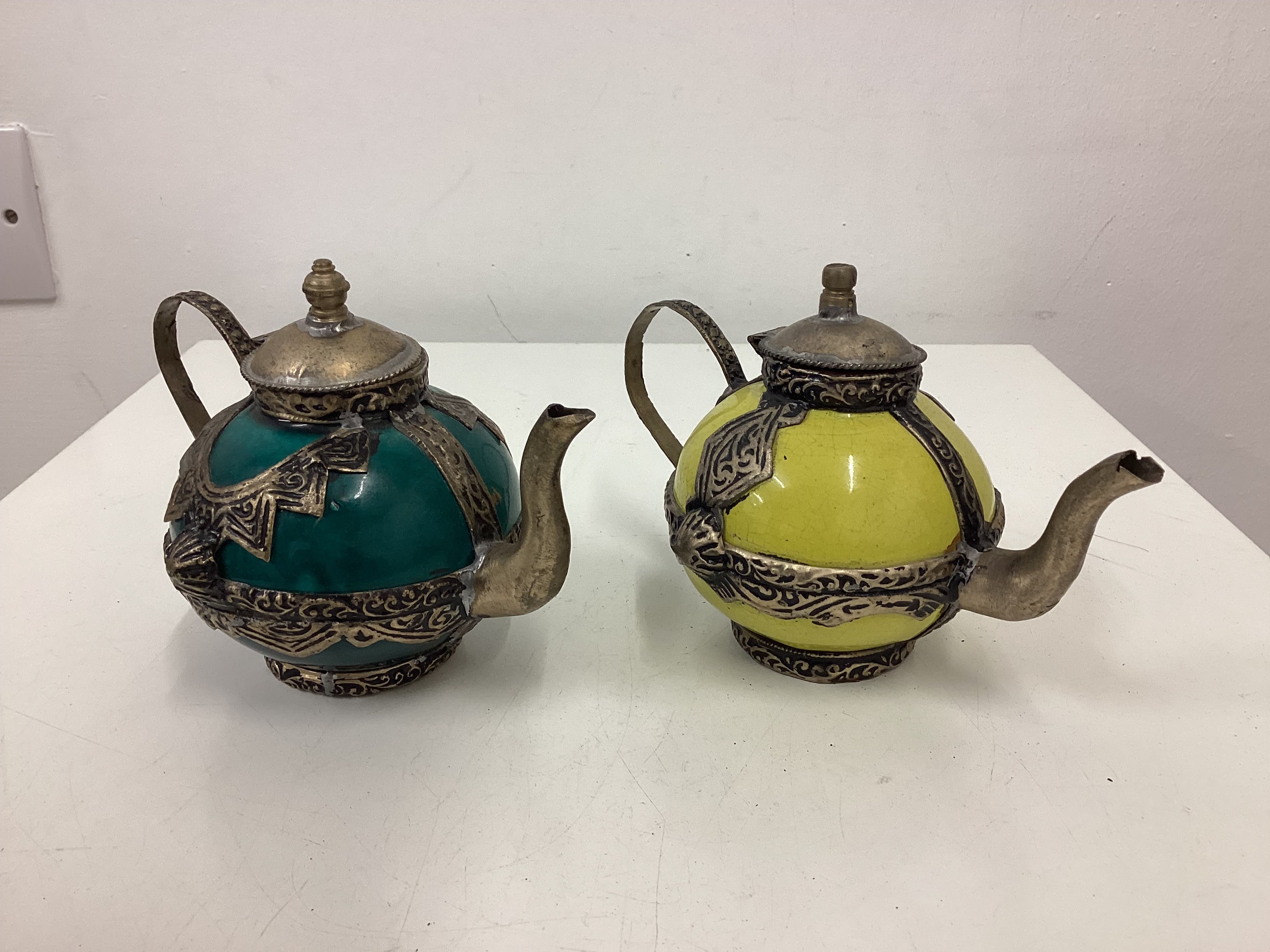 2 Small Decorative Ceramic & Metal Teapots – Shop for Shelter