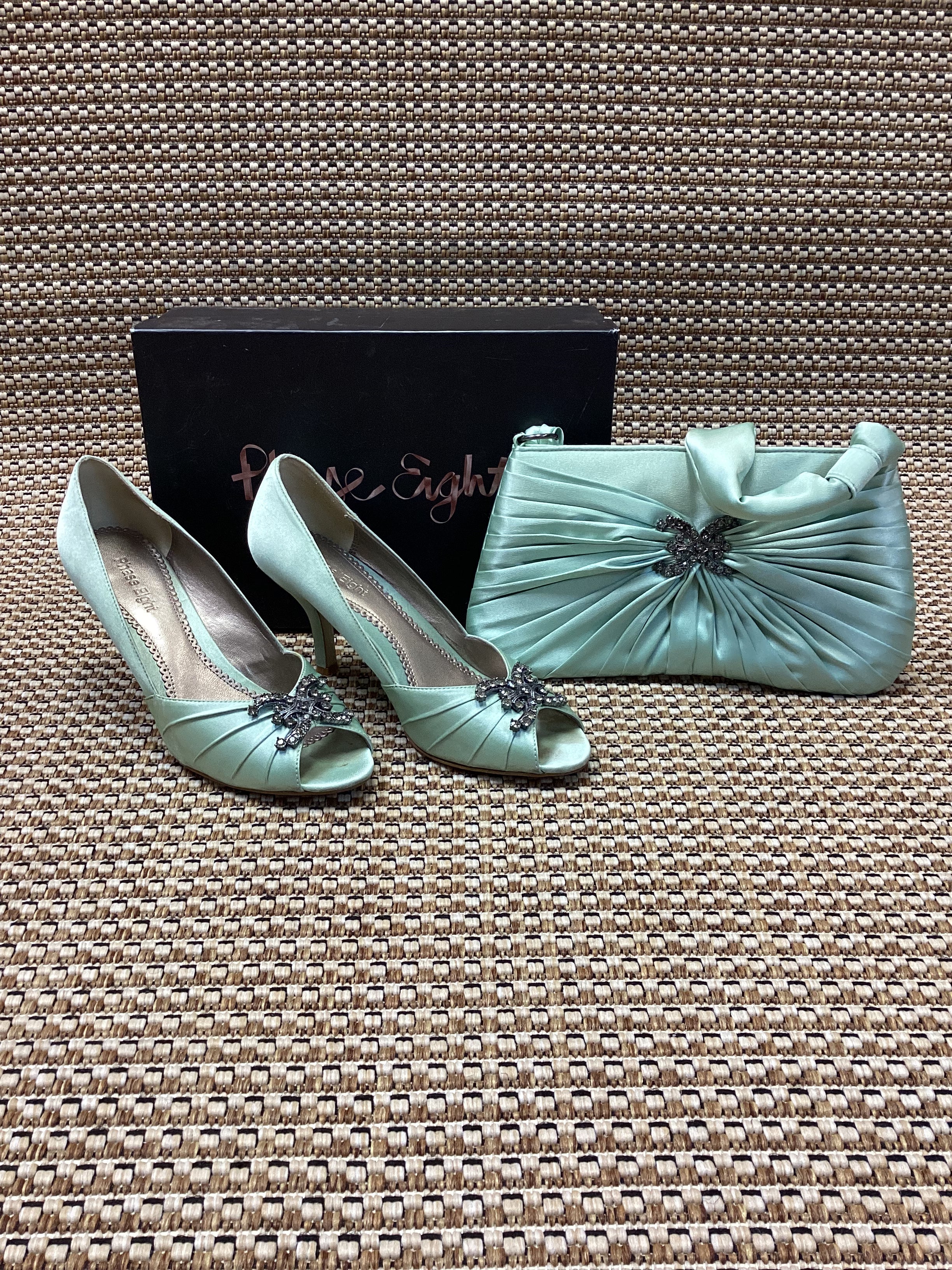 Phase Eight Green Satin Heels with Matching Handbag Size 4 – Shop for ...